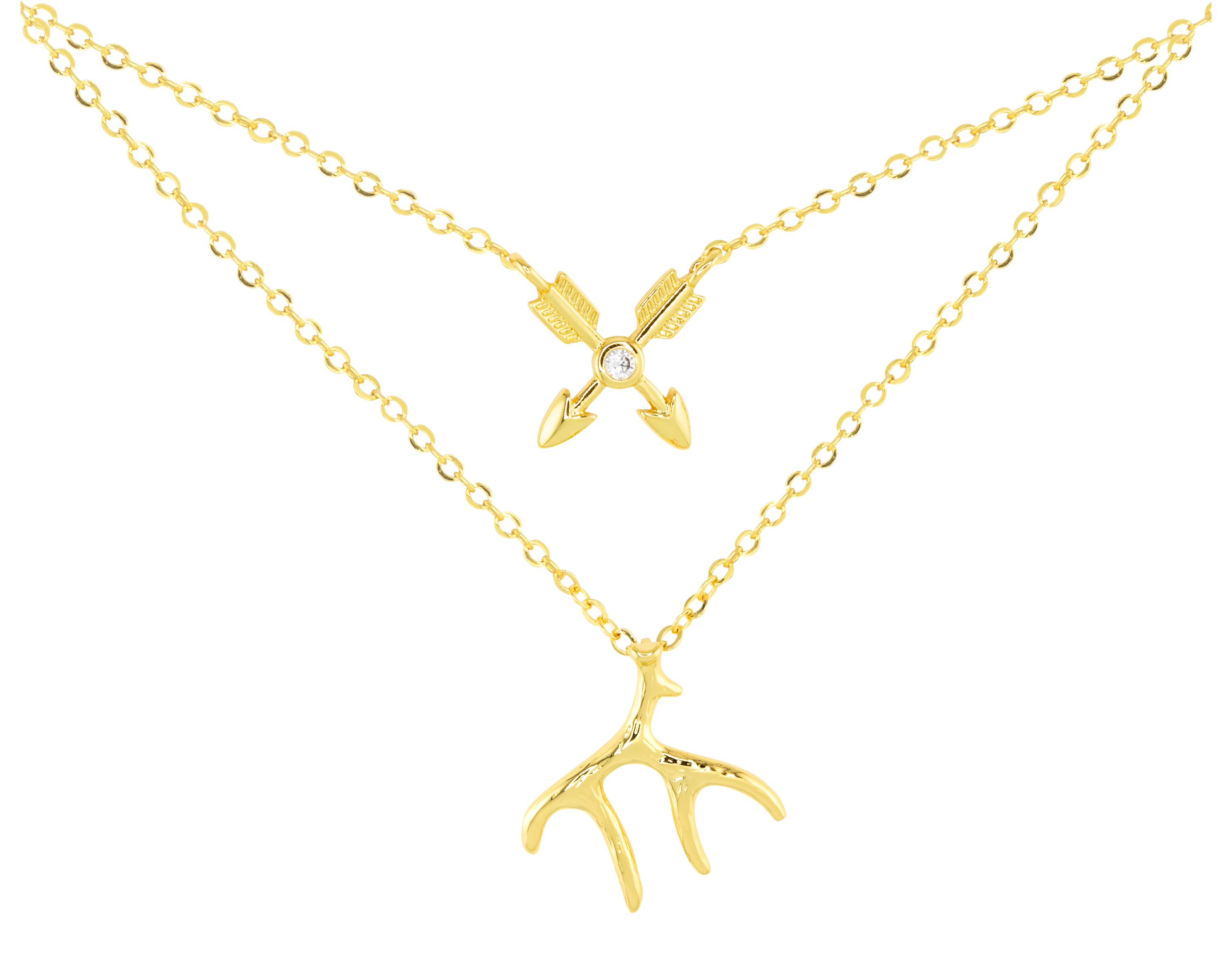 Amanda Blu Antler and Arrow CZ Layered Gold Necklace | Cabela's